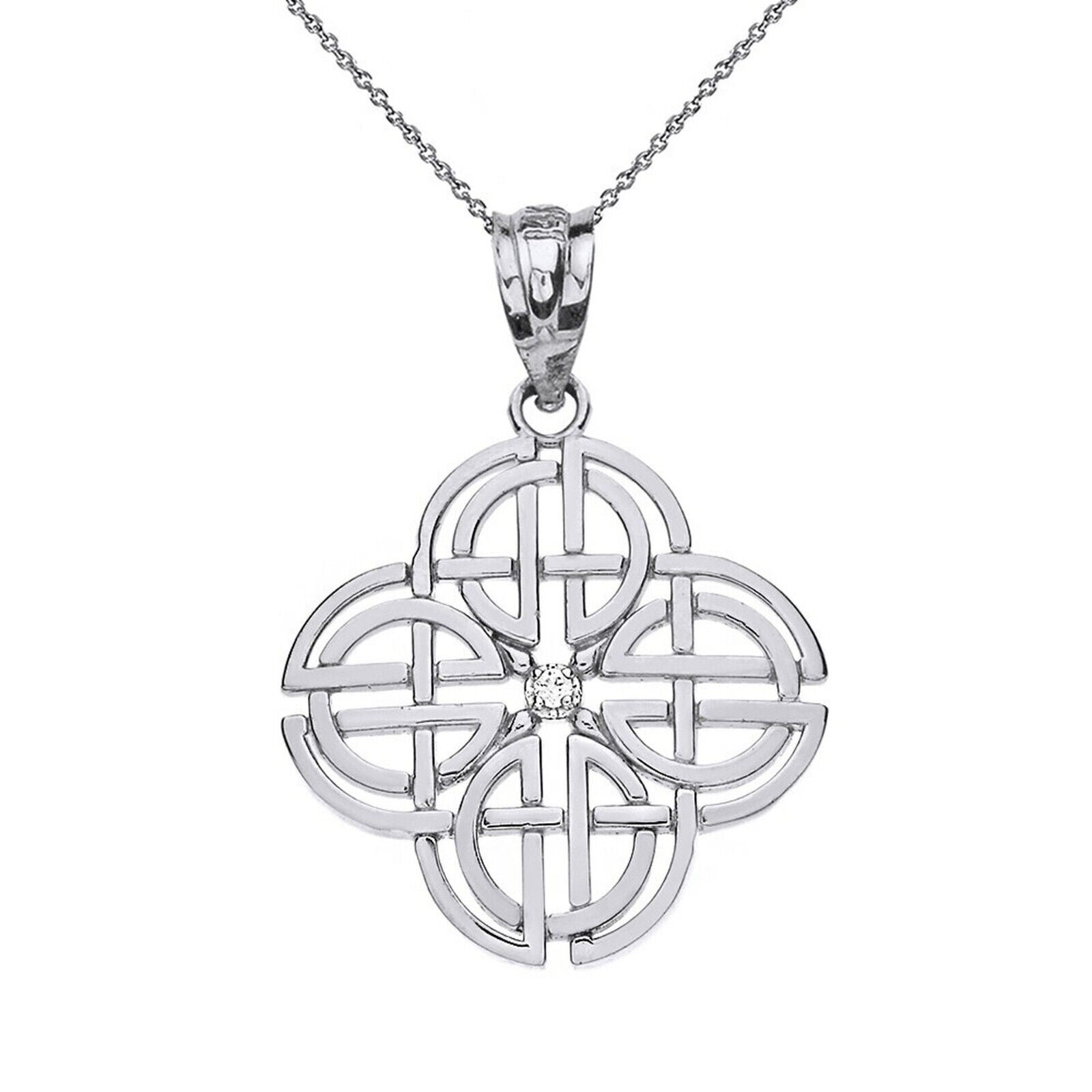 925 Sterling Silver Celtic Knot Geometric Circular Pendant Necklace ...
